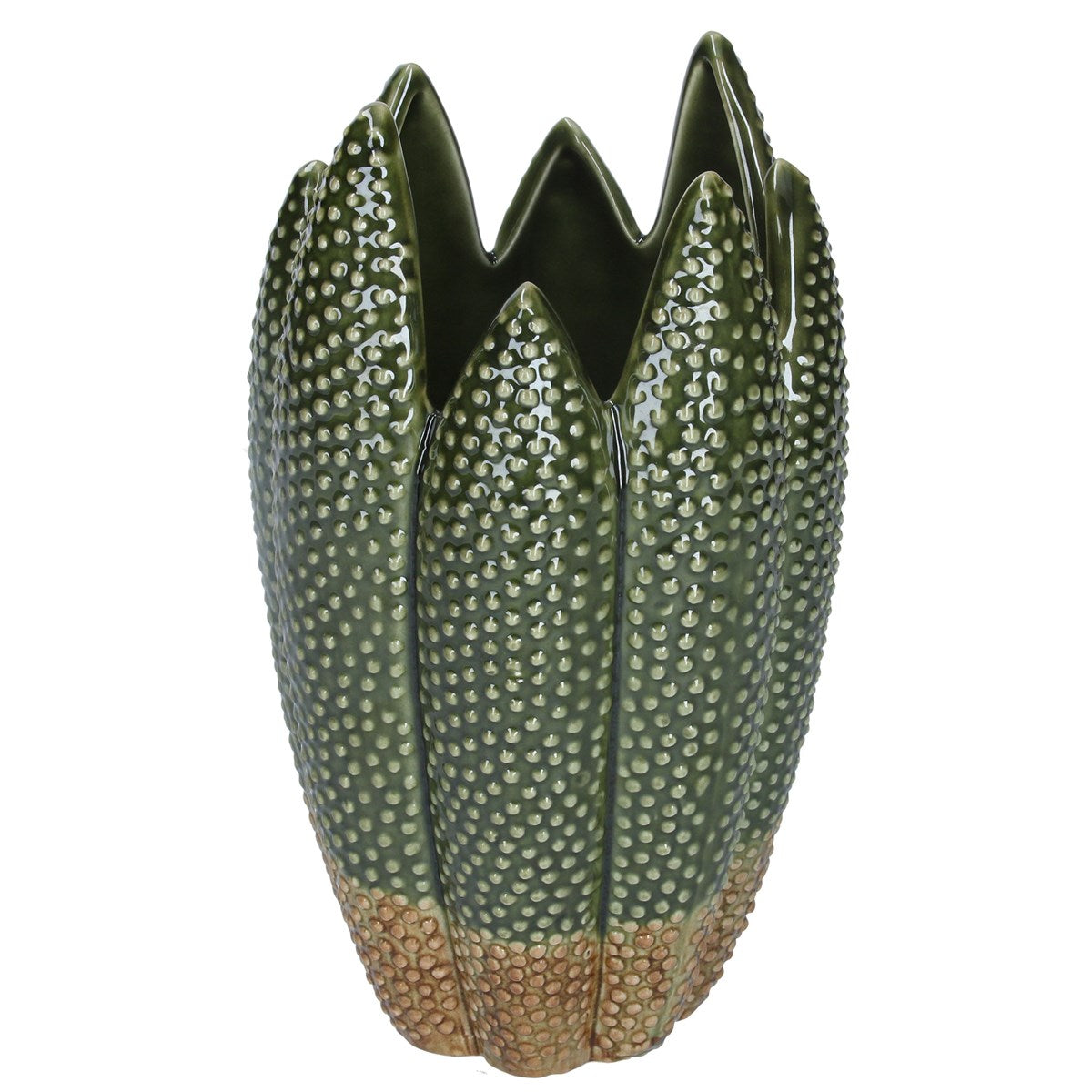 Gisela Graham - Antiqued Green Cacti Ceramic Vase 23cm – Southwood Garden Centre