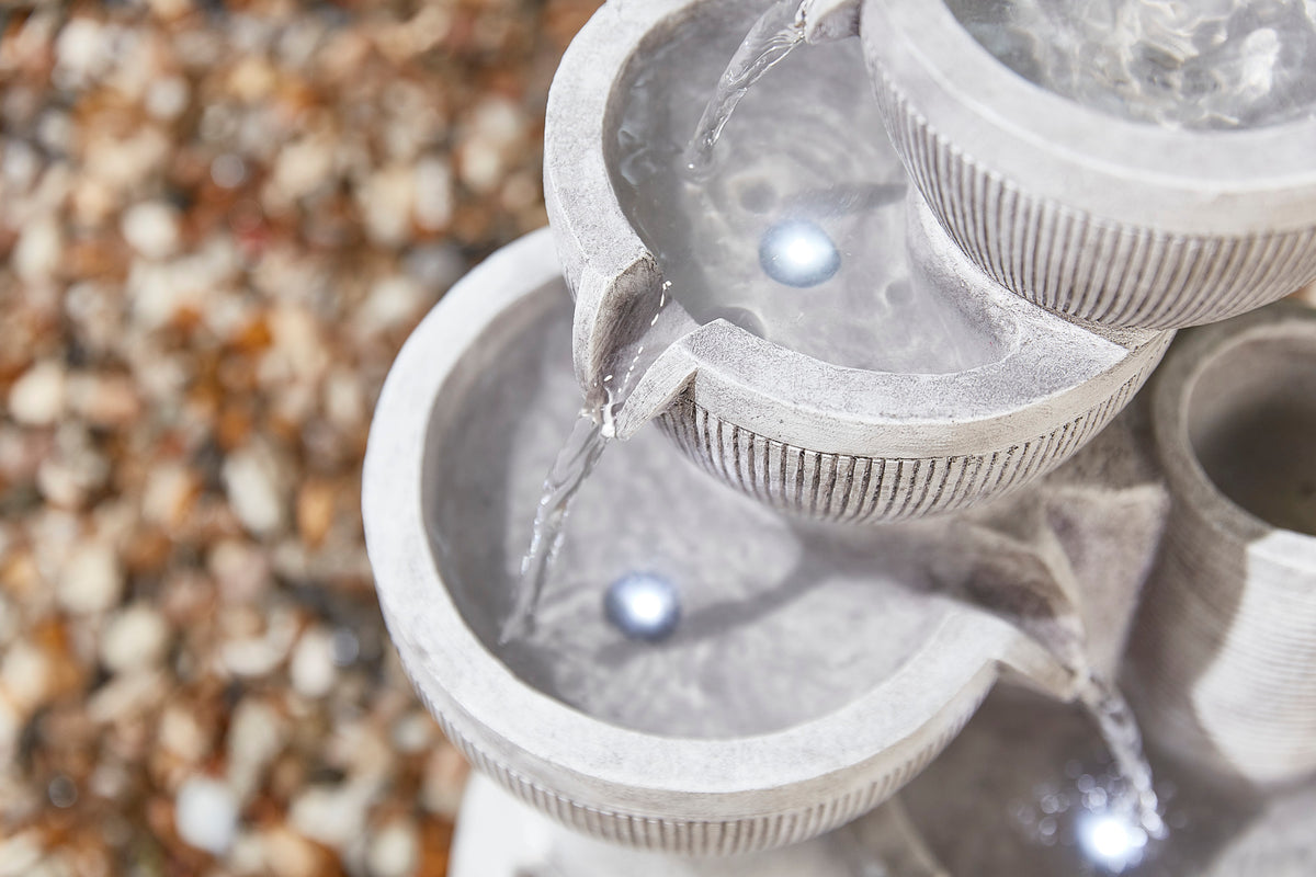 Altico Orion Pale Grey Cascading Water Feature with LED Lights & Pump – Southwood Garden Centre