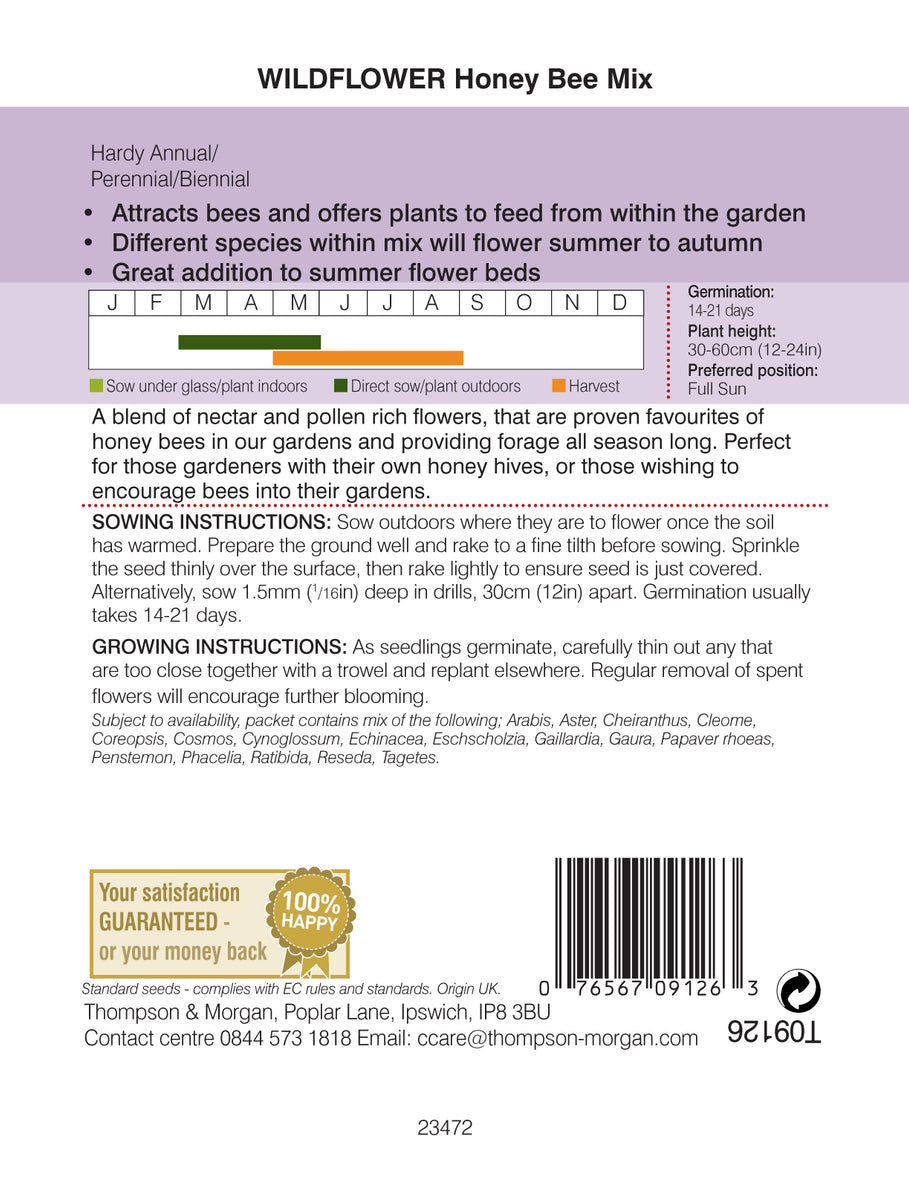 Wild Flower Honey Bee Flower Mix- Pack of seeds – Southwood Garden Centre