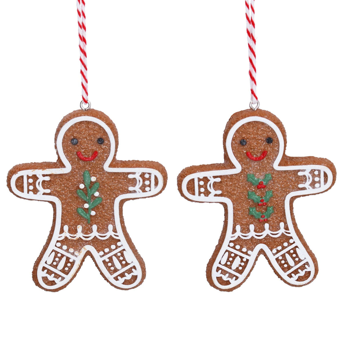 Gisela Graham Resin Iced Gingerbread Man with Holly Decoration - 8cm ...
