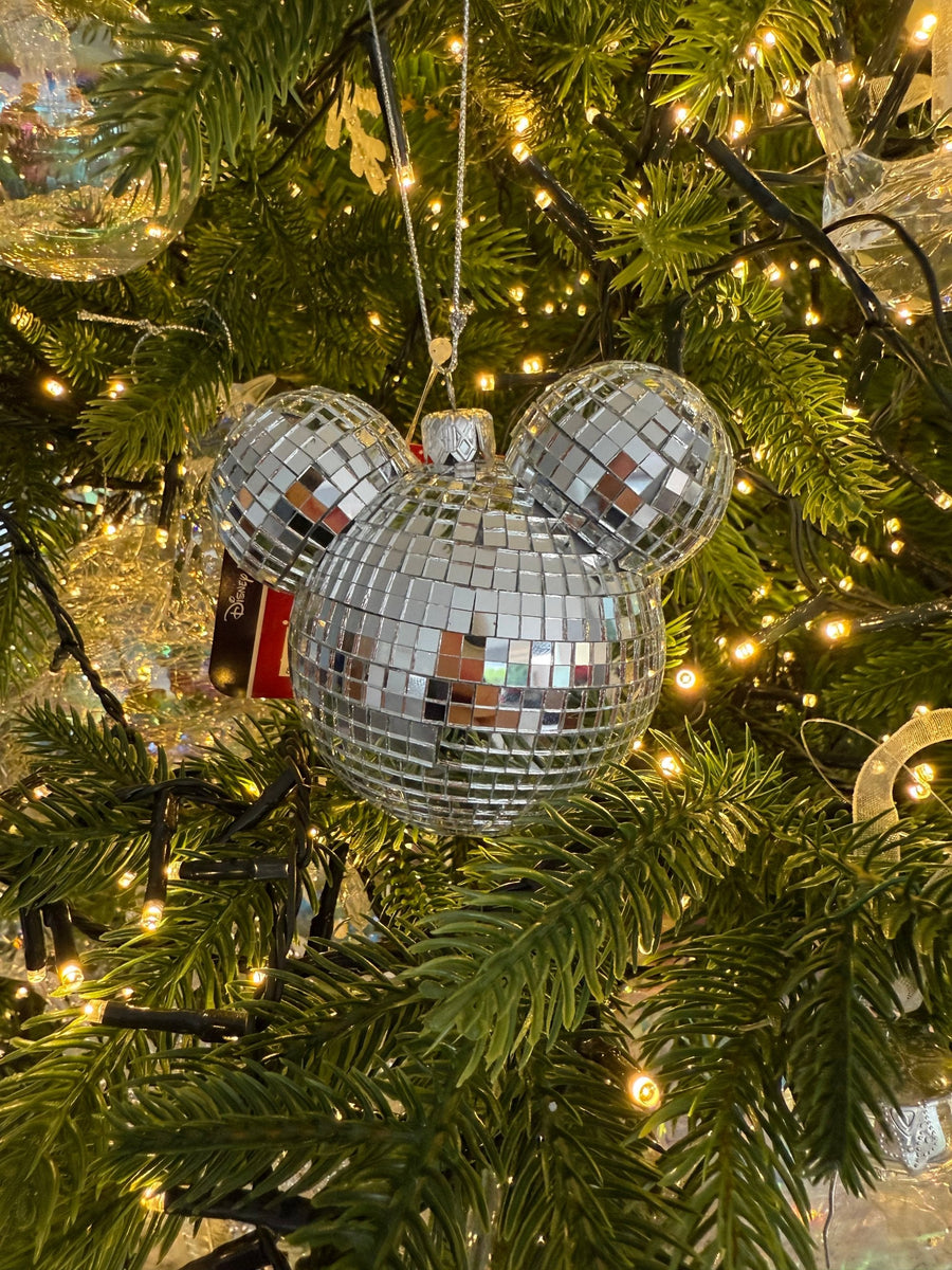 Disney Mickey Mouse Shaped Disco Ball Silver Head Christmas Bauble ...