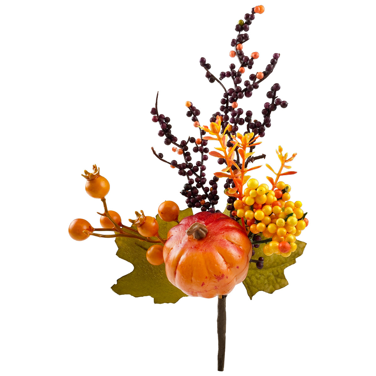Autumn Fall Pick with Pumpkin, Berries, Foliage & Crabapples - 26cm ...