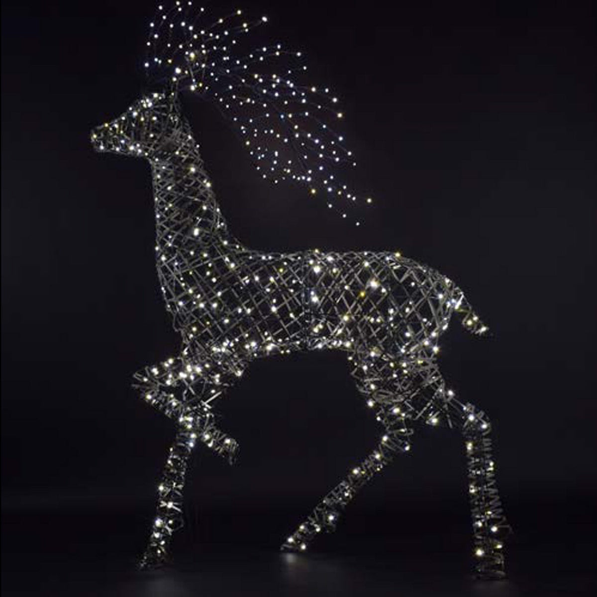 NOMA 2m Grey Rattan Highland Stag with Branch Antlers & 500 Duo Bulb W ...