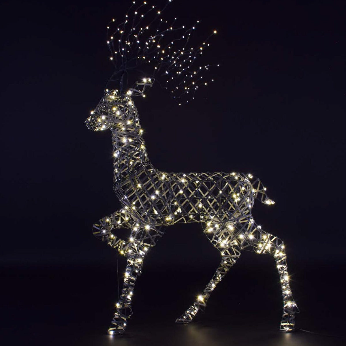 NOMA 1.4m Grey Rattan Richmond Stag with Branch Antlers & 308 Duo Bulb ...