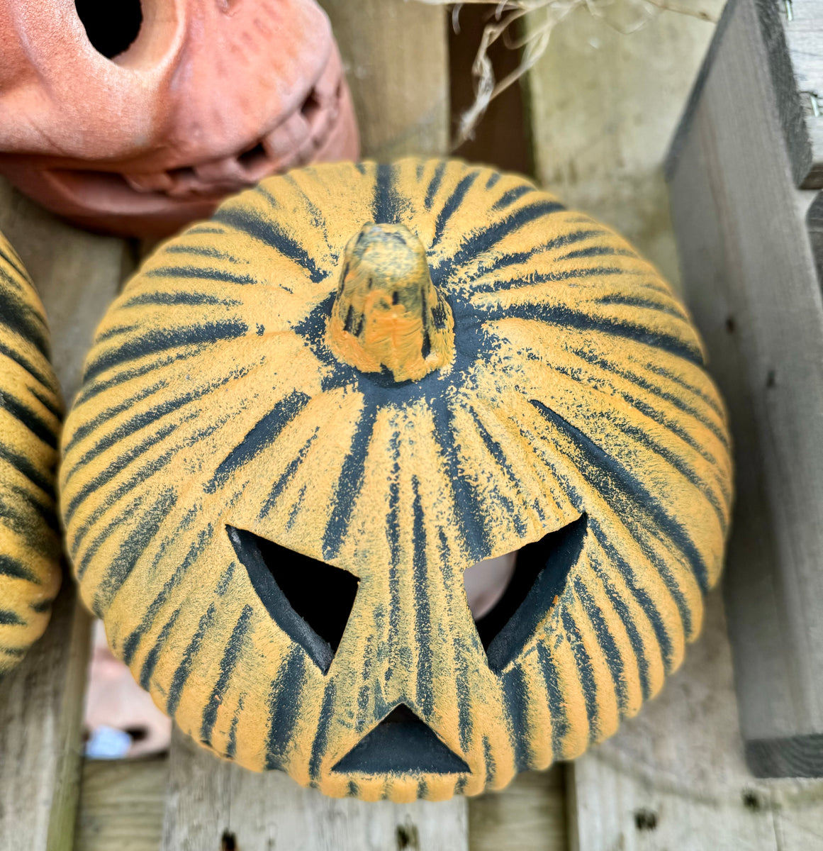 Halloween Orange Fang Terracotta Pot Pumpkin – Southwood Garden Centre