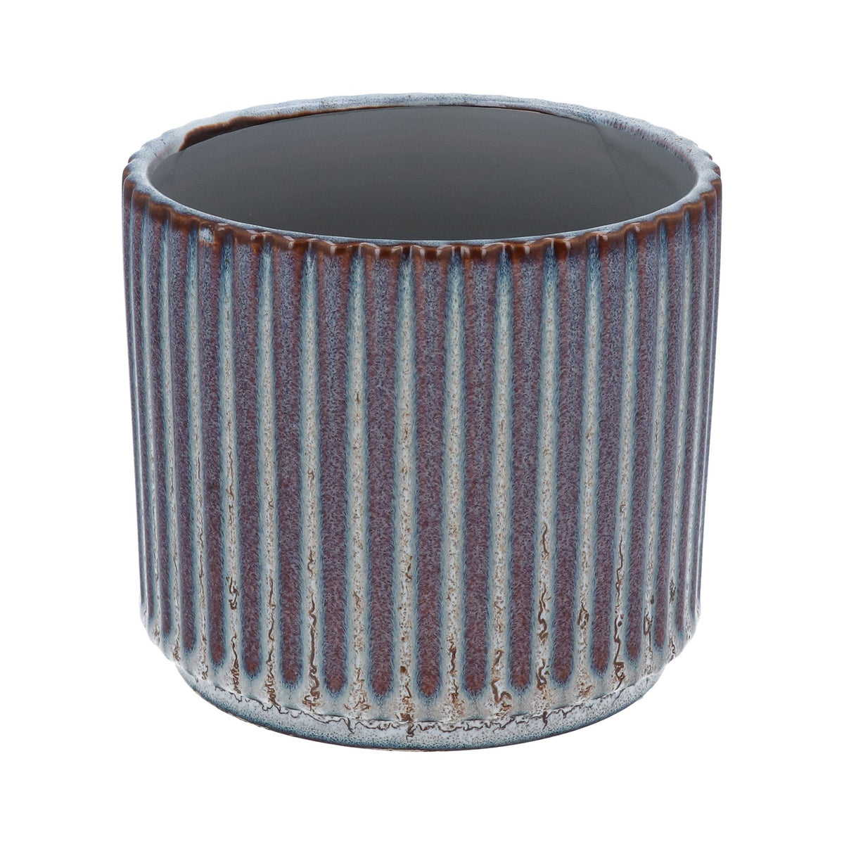 Gisela Graham Reactive Glazed Ribbed Stoneware House Plant Pot Cover L ...