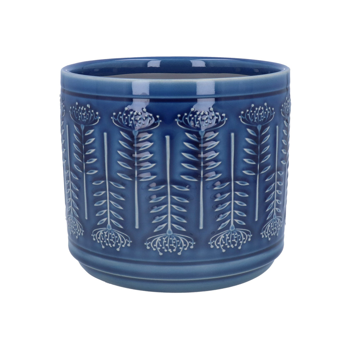 Gisela Graham - Navy Protea Stoneware House Plant Pot Cover 17cm ...