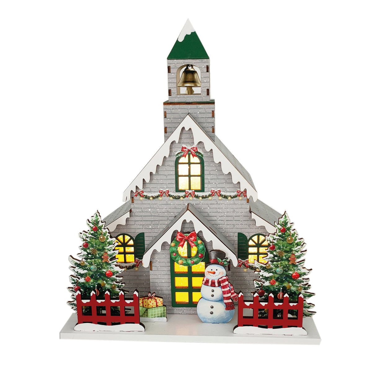 Light Up Grey Wooden Christmas Church - 30cm – Southwood Garden Centre