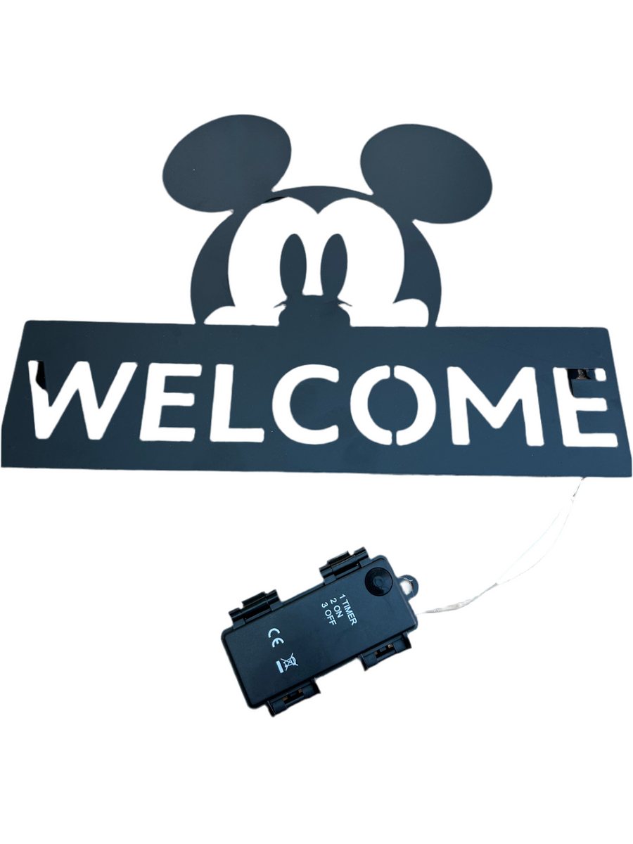 Disney Mickey Mouse Light Up Welcome Metal Door Sign – Southwood Garden ...