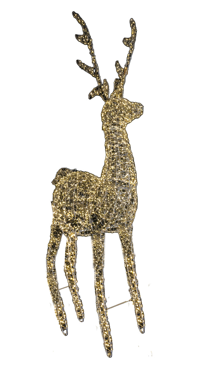Giant 170cm Gold Metal Wire Reindeer with 2400 Warm White LED Lights ...