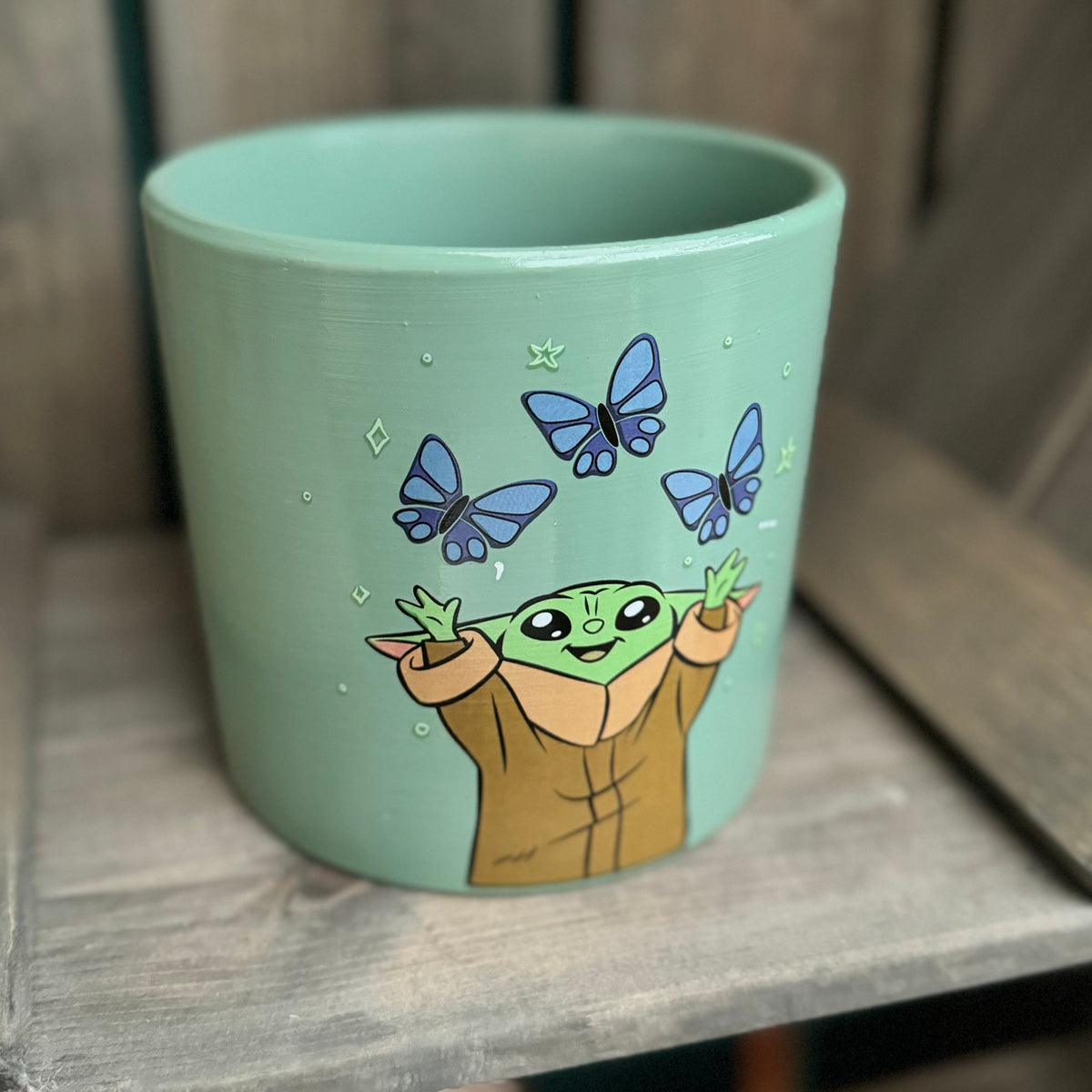 Disney Star Wars GROGU Baby Yoda with Butterflies Green Medium House P ...