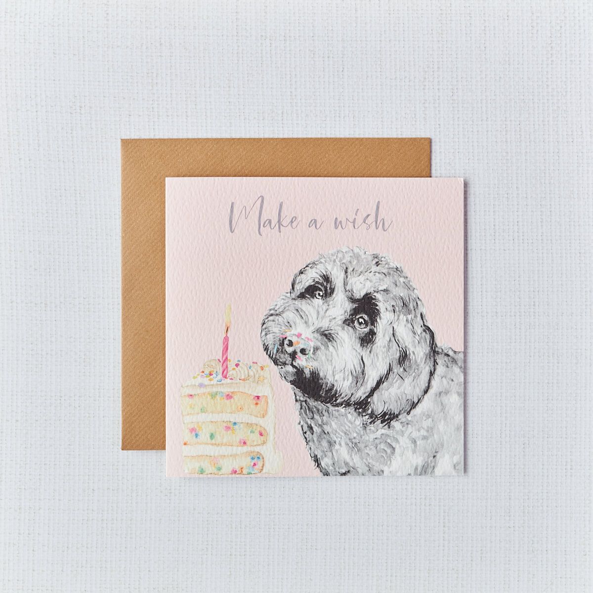 Cockapoo Dog Birthday Card Greyscale Watercolour With Cake – Southwood ...