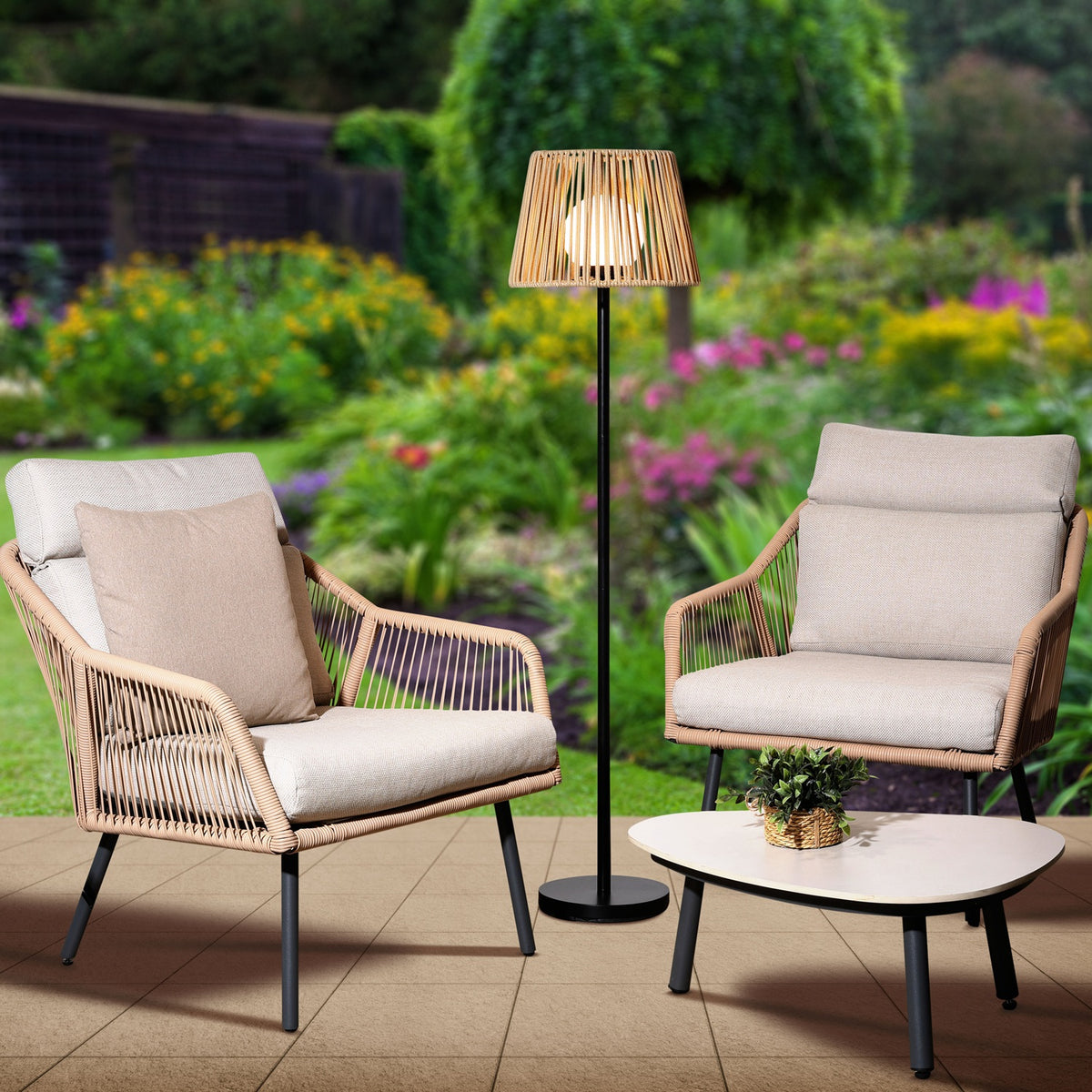 NOMA Lumé Rechargeable Outdoor Lighting Garda Latte Tall Floor Lamp ...