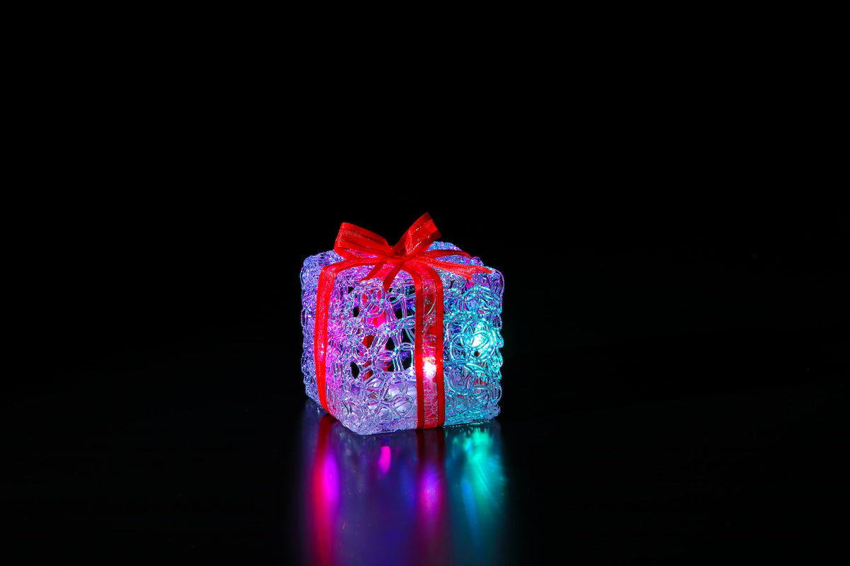 NOMA 10cm Acrylic Present with 5 RBG Colour Changing LED Lights ...