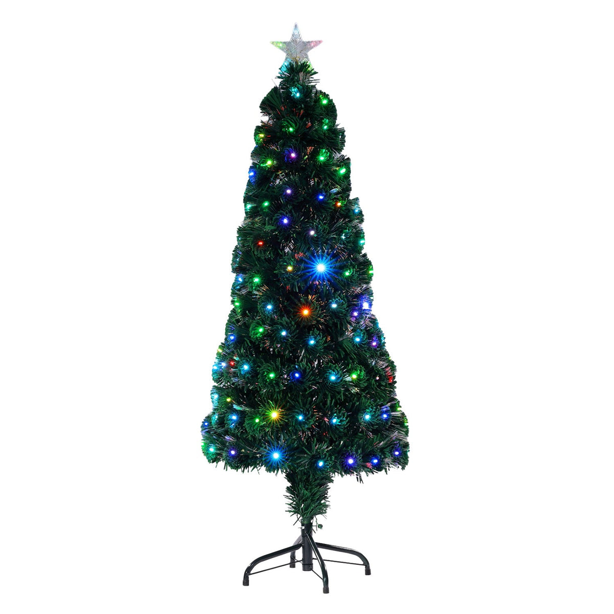 NOMA 90cm Nebula Green Fibre Optic Tree with Multicolour LED Strands ...