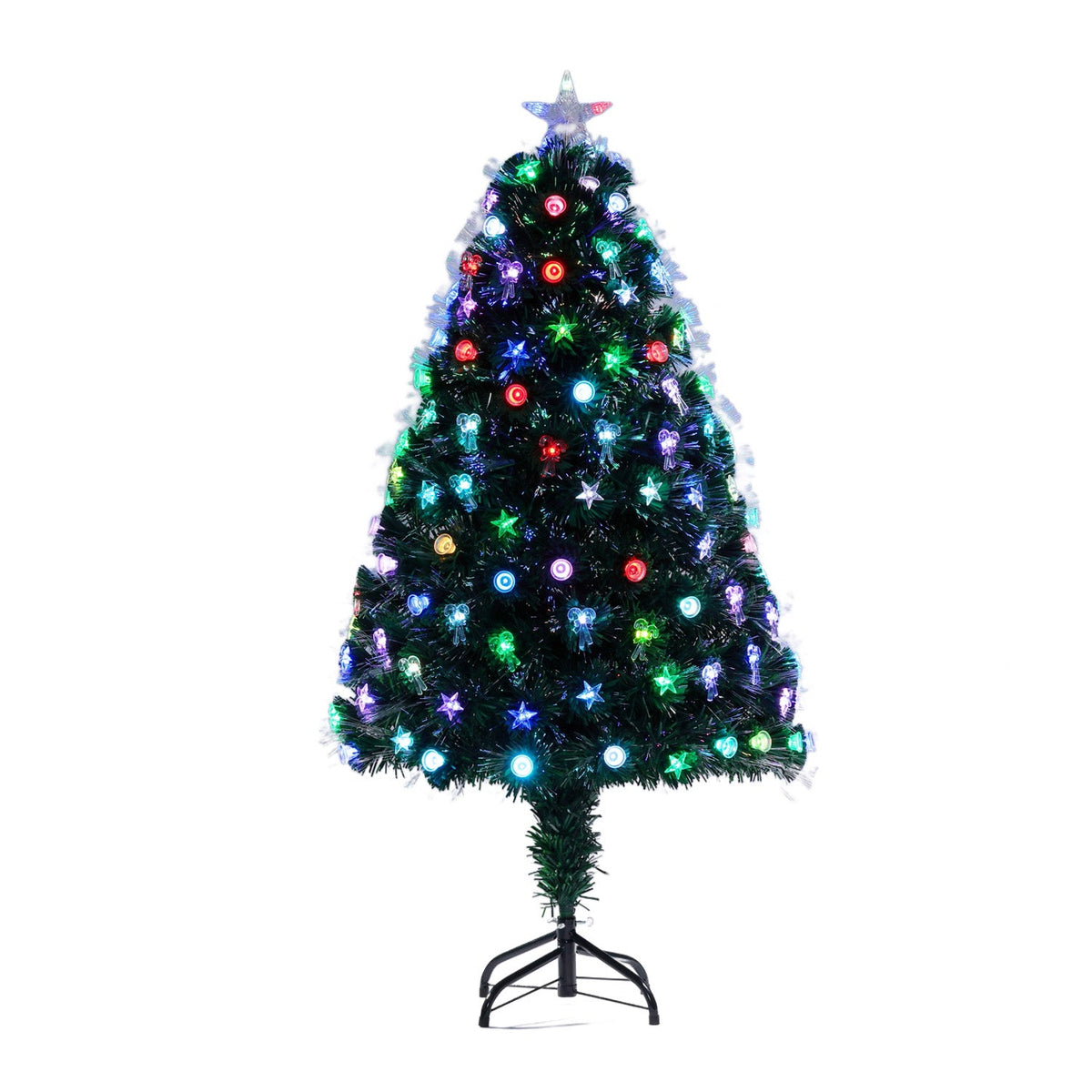 NOMA 1.2m Orion Fibre Optic Tree with Candy Canes Stars and Bells ...