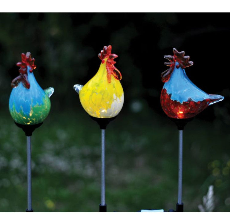 Special Offer Glass Cockerel Bird Solar Light Up Stake – Southwood ...