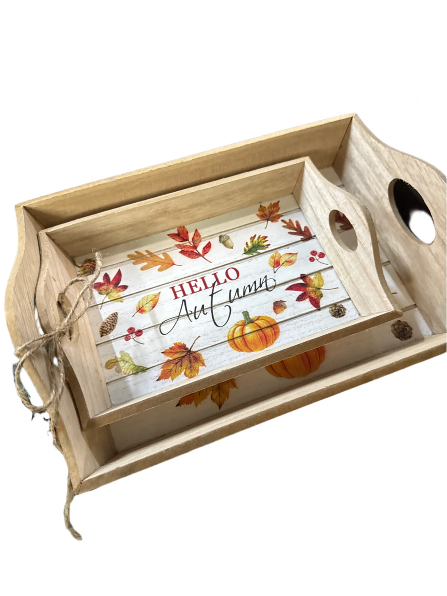 Hello Autumn Wooden Trays - Set of 2 – Southwood Garden Centre