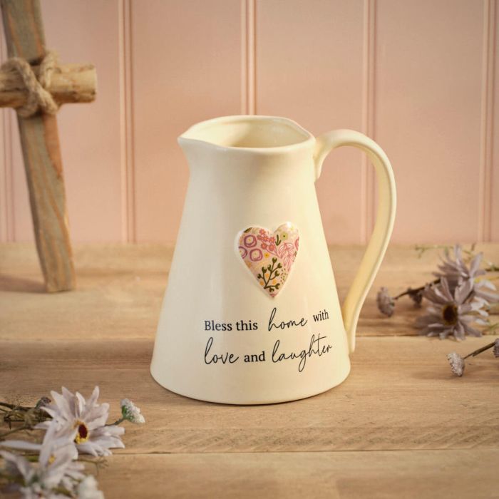 Ditsy Floral Stoneware Embossed Heart Large Jug – Southwood Garden Centre
