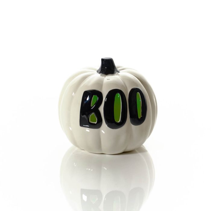 Spooktacular Ceramic Boo Pumpkin Lantern With Changing Led Light Colou ...