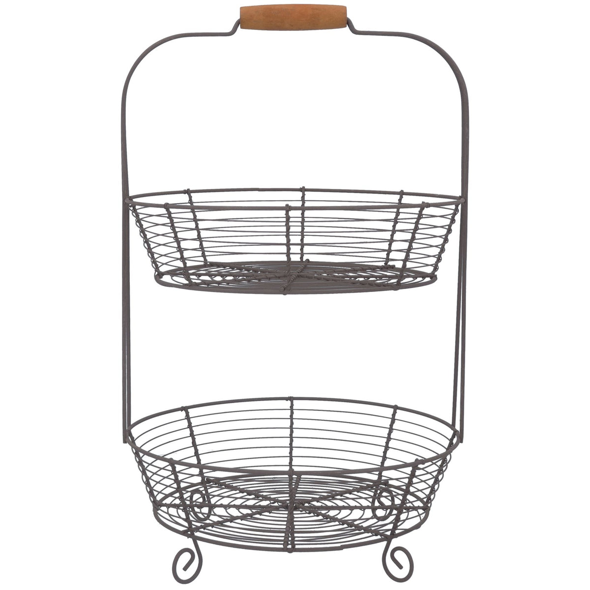 Gisela Graham - Two Tier Metal Wire Basket with Wood Handle – Southwood ...