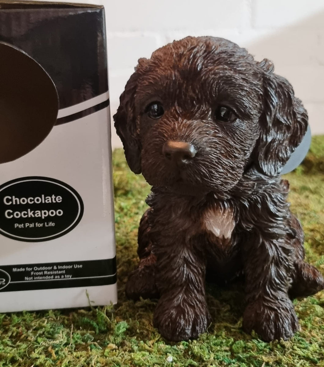 Vivid Arts - Chocolate Brown Cockapoo Puppy Dog Pet Pal Garden Ornamen ...