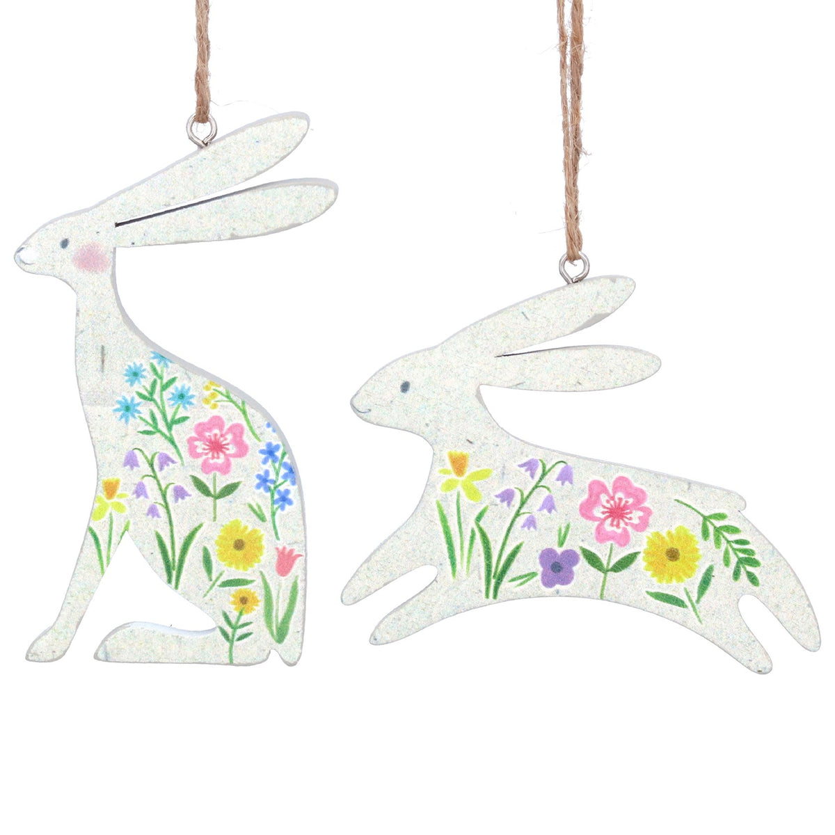 Gisela Graham - Wooden Pastel Meadow Hare Hanging Decoration ...