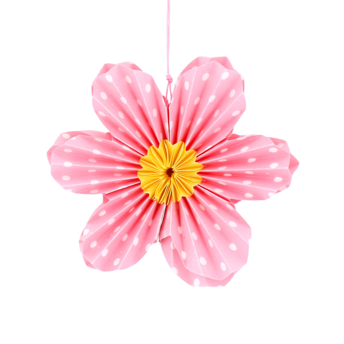 Gisela Graham - Pink Polka Dot Paper Flower Hanging Decoration ...