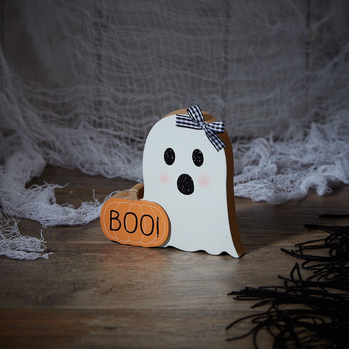 Halloween Ghost Boo Block Wooden Decoration – Southwood Garden Centre