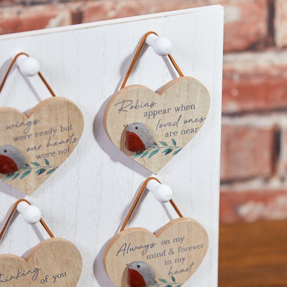 Robin Pebble Heart Hanging Sign with Quote – Southwood Garden Centre