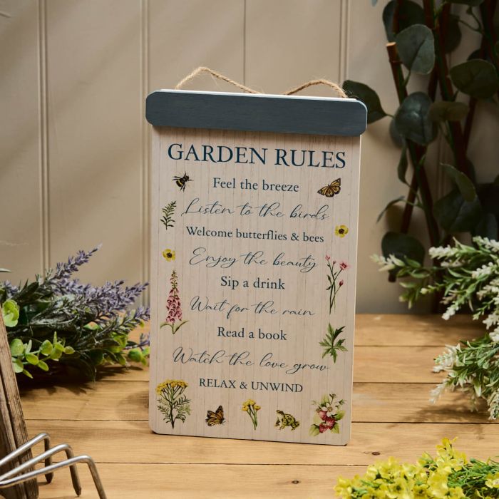Garden Rules With Wildflower Design Hanging Plaque – Southwood Garden ...