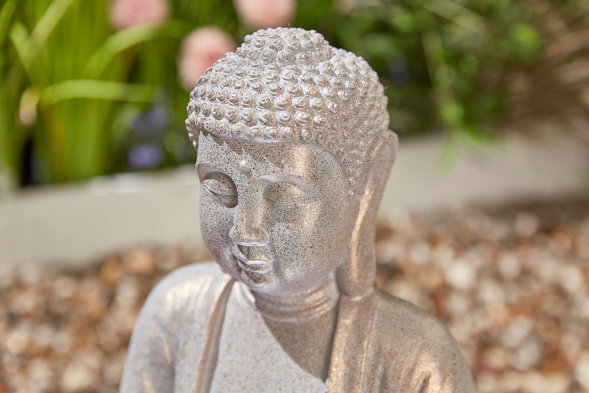 Altico Water Lily Buddha Water Feature with LED Lights & Pump - 49cm ...