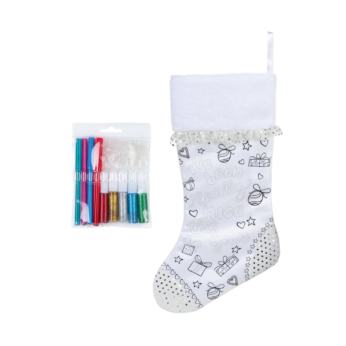Colour Your Own Christmas Stocking with 5 Colour Pens - 45cm ...