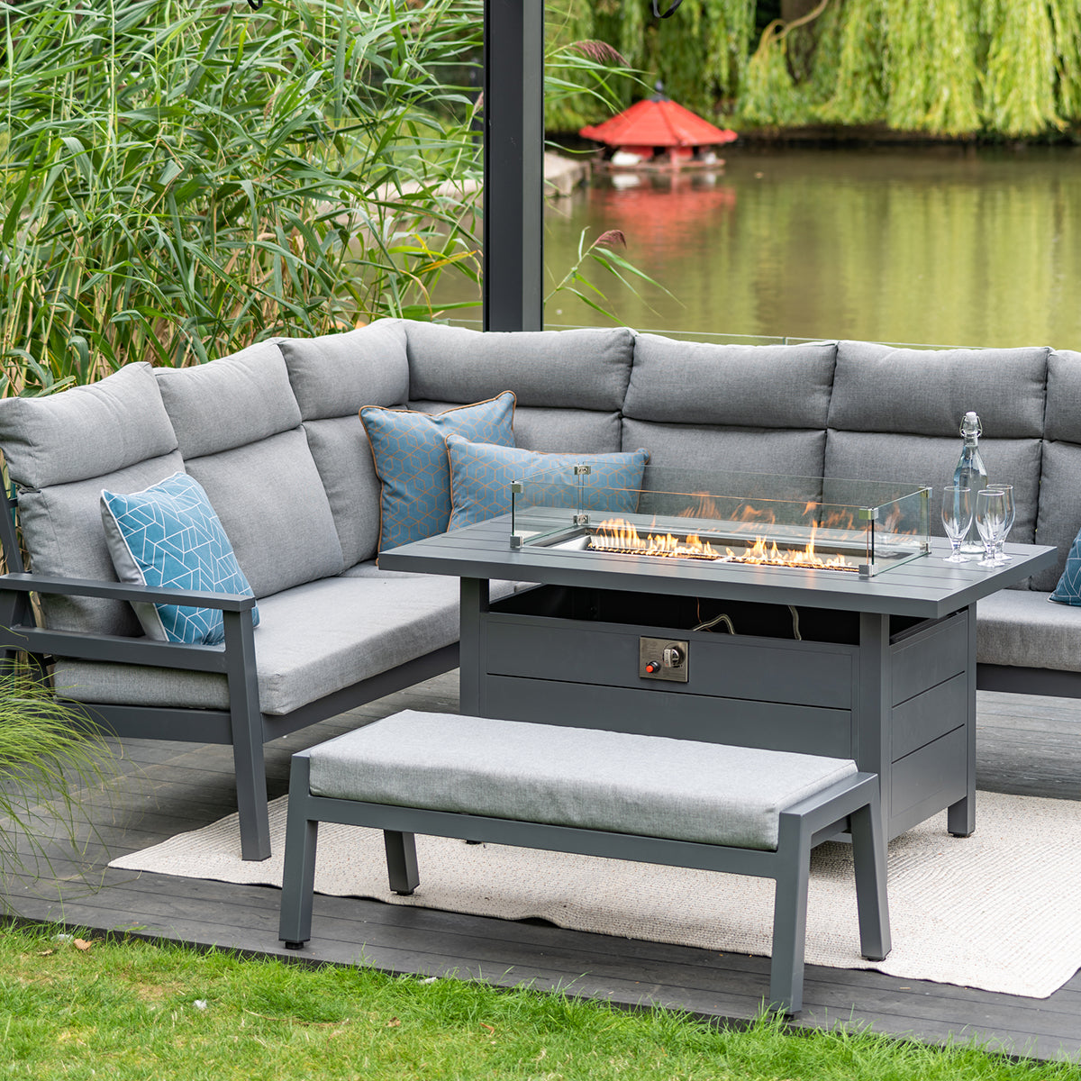 Leisure Grow - Barcelona Aluminium Corner Modular Dining Set with Gas ...