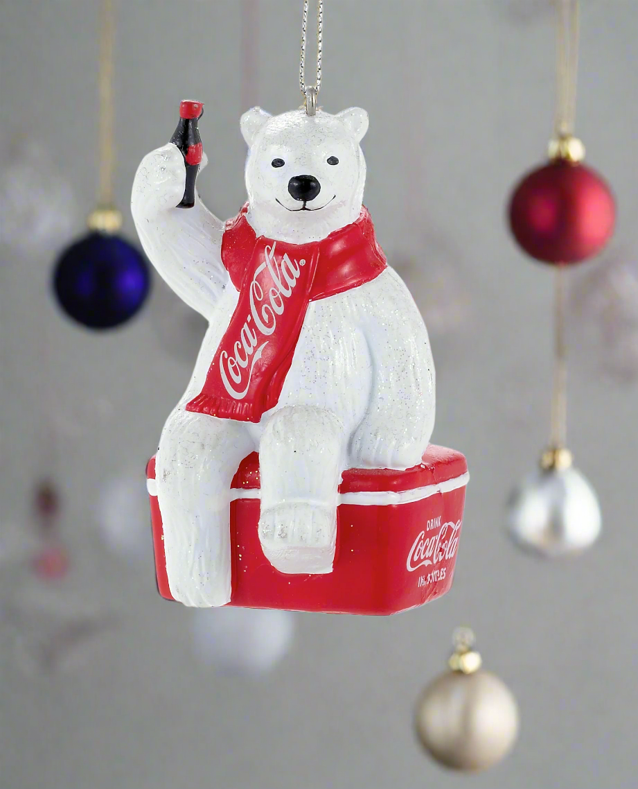 Coca-Cola Polar Bear on Cooler Christmas Bauble – Southwood Garden Centre