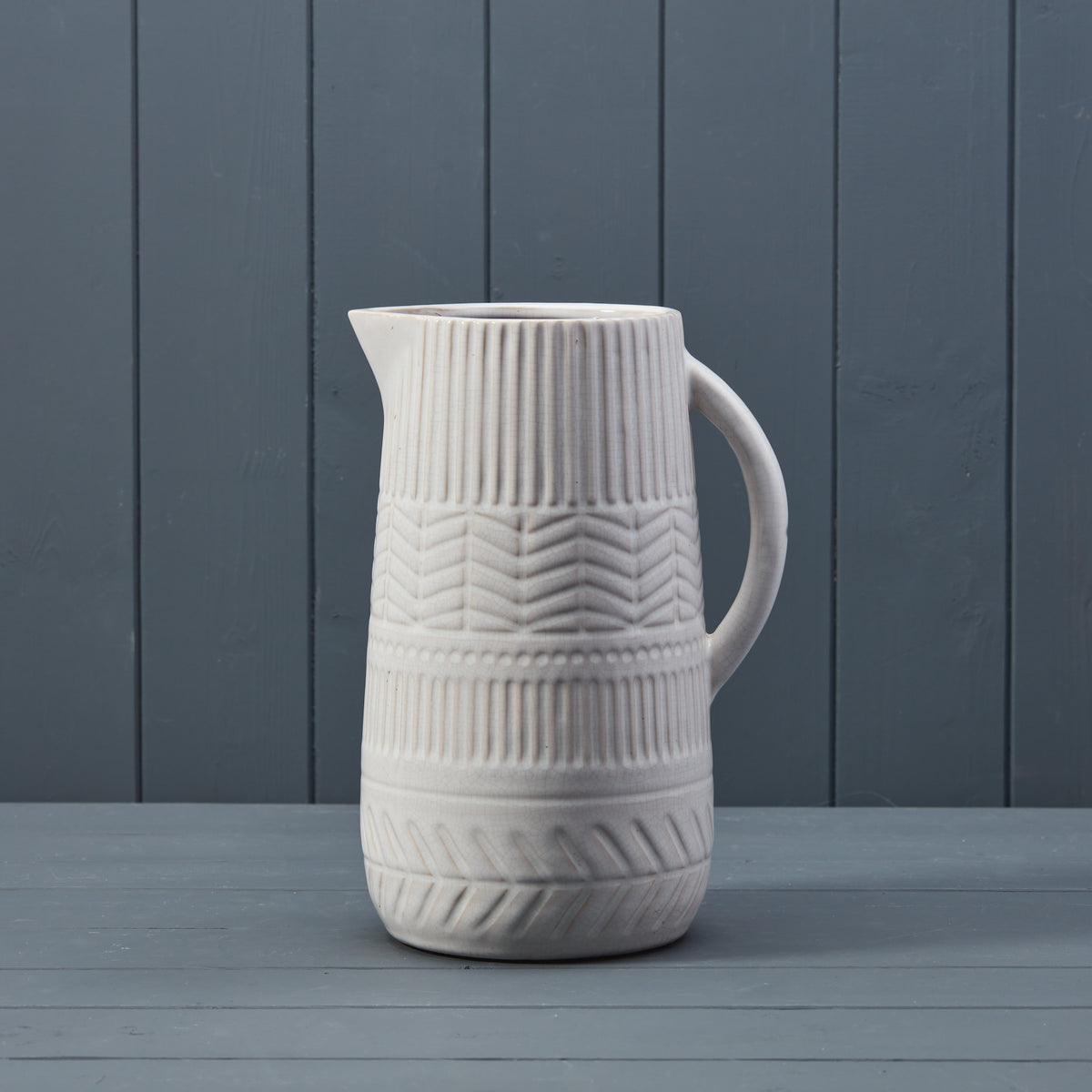 White Textured Ceramic Jug - 26.5cm – Southwood Garden Centre