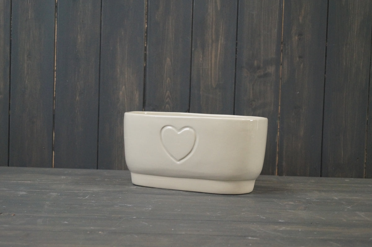 Cream Debossed Heart Trough (25cm) – Southwood Garden Centre