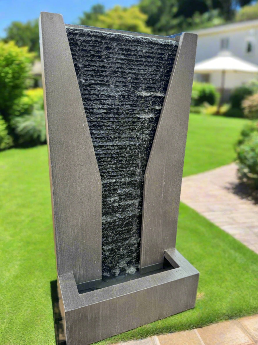 Outdoor Tall Ravine Modern Ripple Cascading Water Feature - 92cm ...