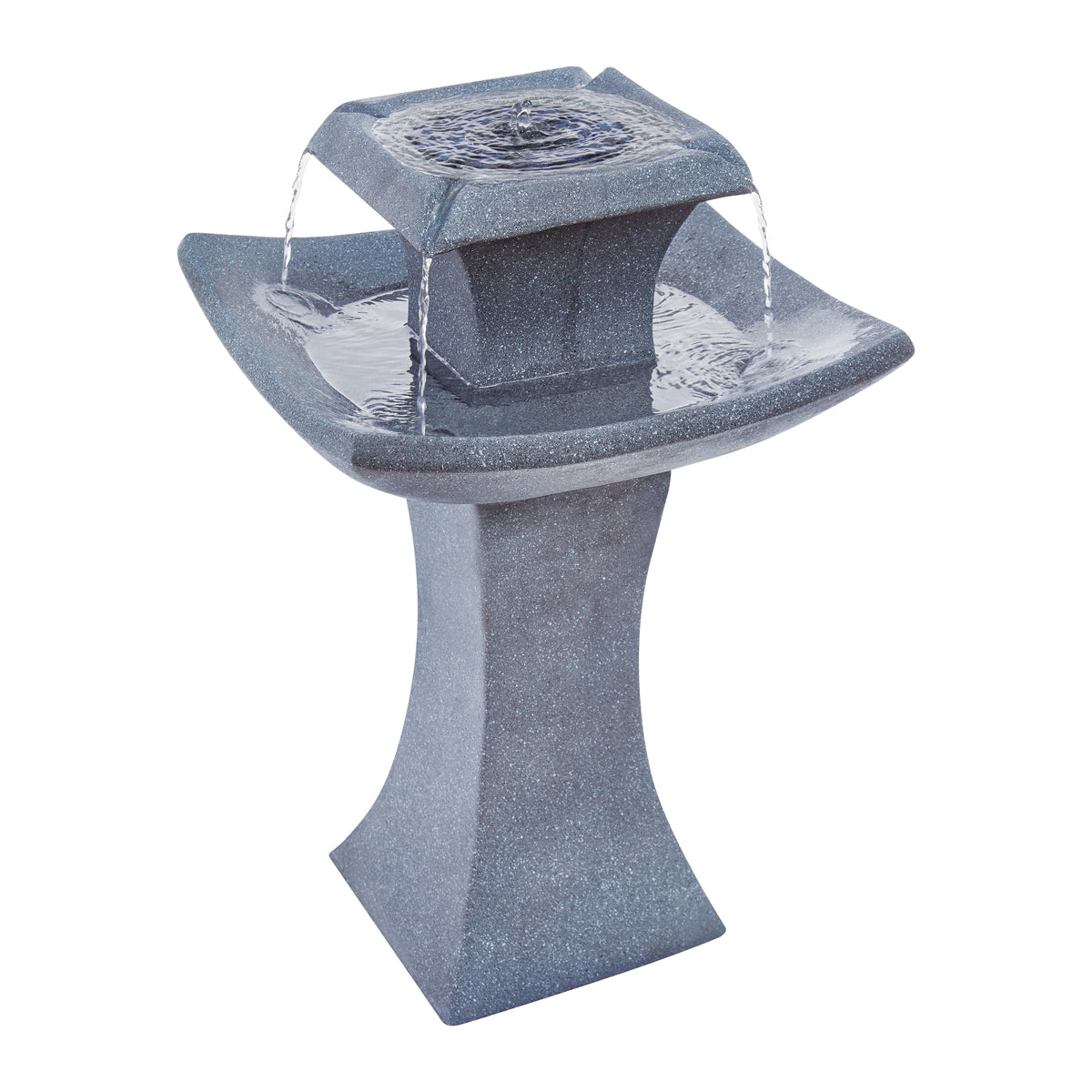 Premier Solar Pedestal Dark Grey Water Feature with LED Lights & Batte ...