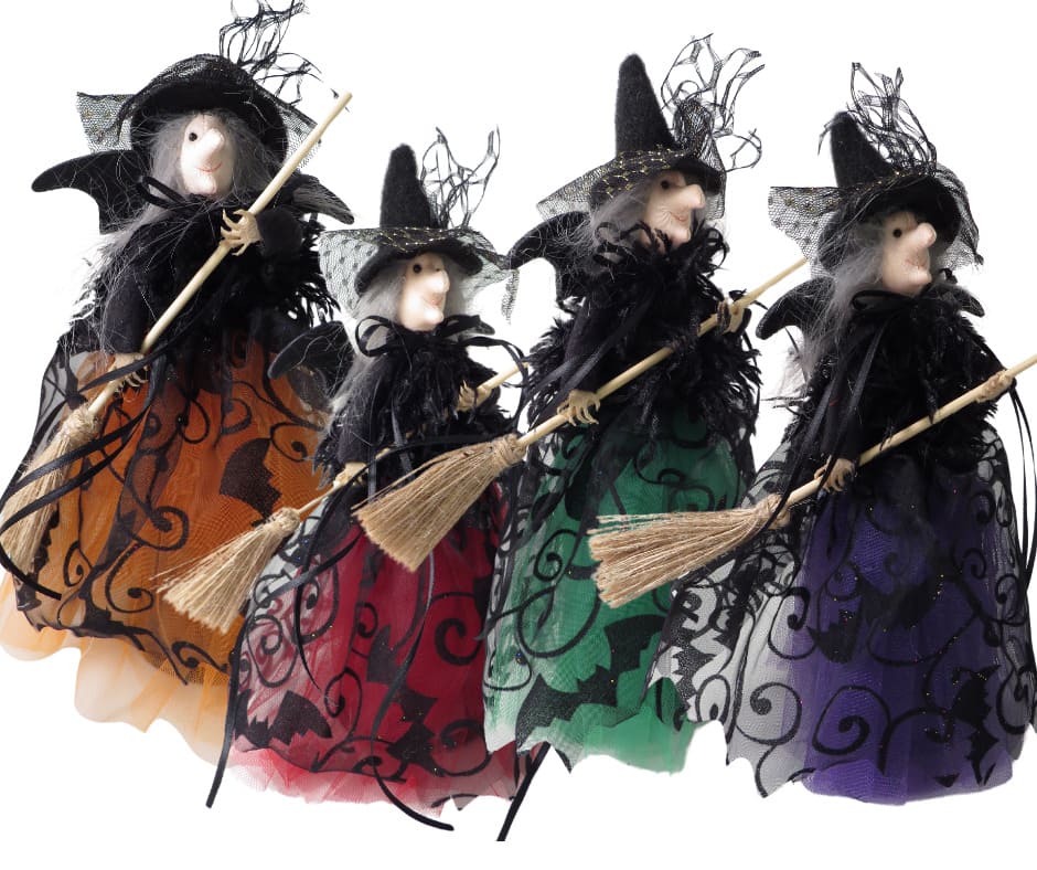 Traditional Halloween Standing Witch with Broom - 28cm – Southwood ...