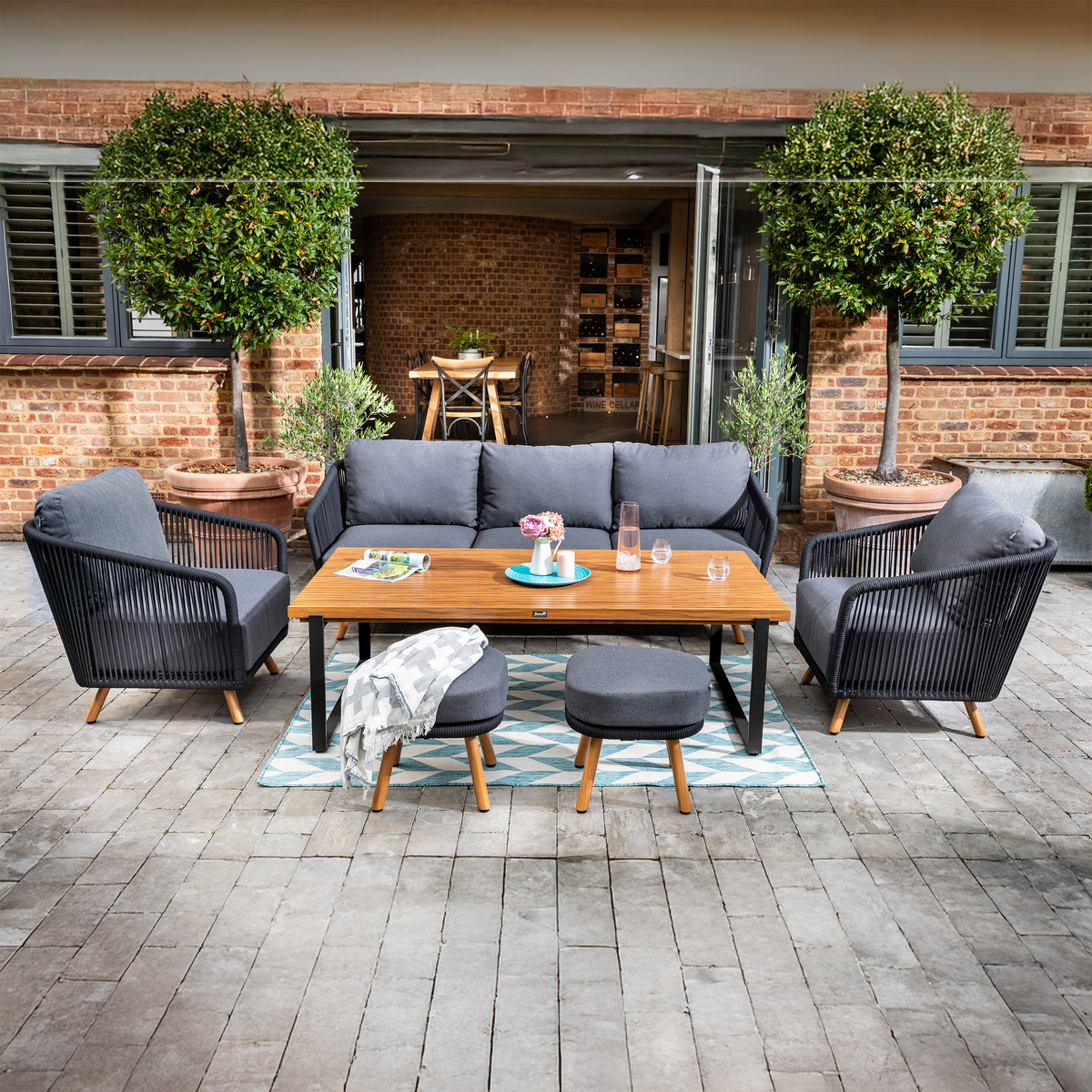 Hartman Eden 3 Seat Lounge Garden Furniture Set – Carbon & Raven Rope ...