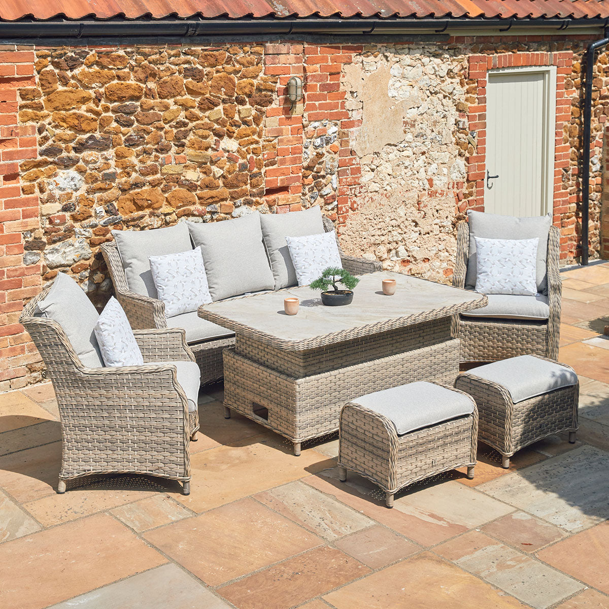 Leisure Grow - Florence Lounge Dining Set with Adjustable Height Table ...