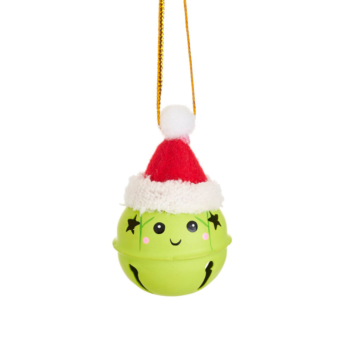 Brussels Sprout with Santa Gat Hanging Bell Christmas Bauble / Decorat ...