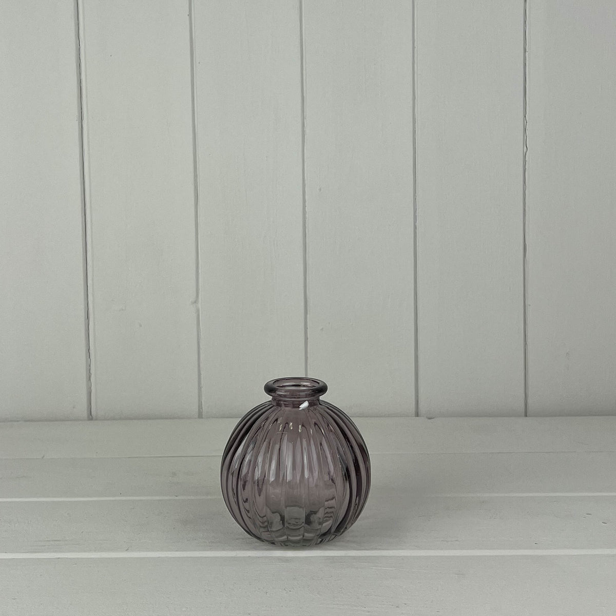 Amethyst Glass Round Ribbed Vase Bottle – Southwood Garden Centre
