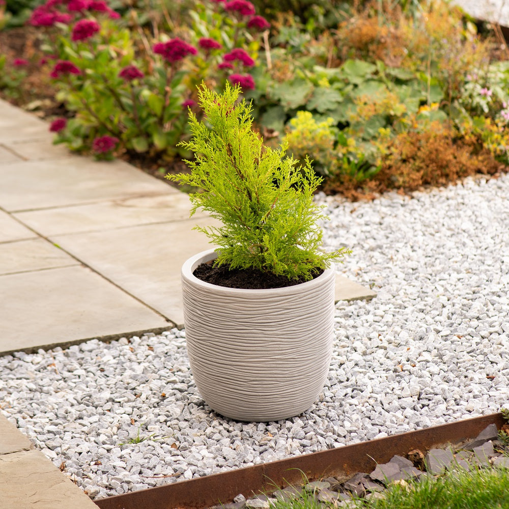 Strata Pots - Amalfi Small Round Stone Plant Pot – Southwood Garden Centre