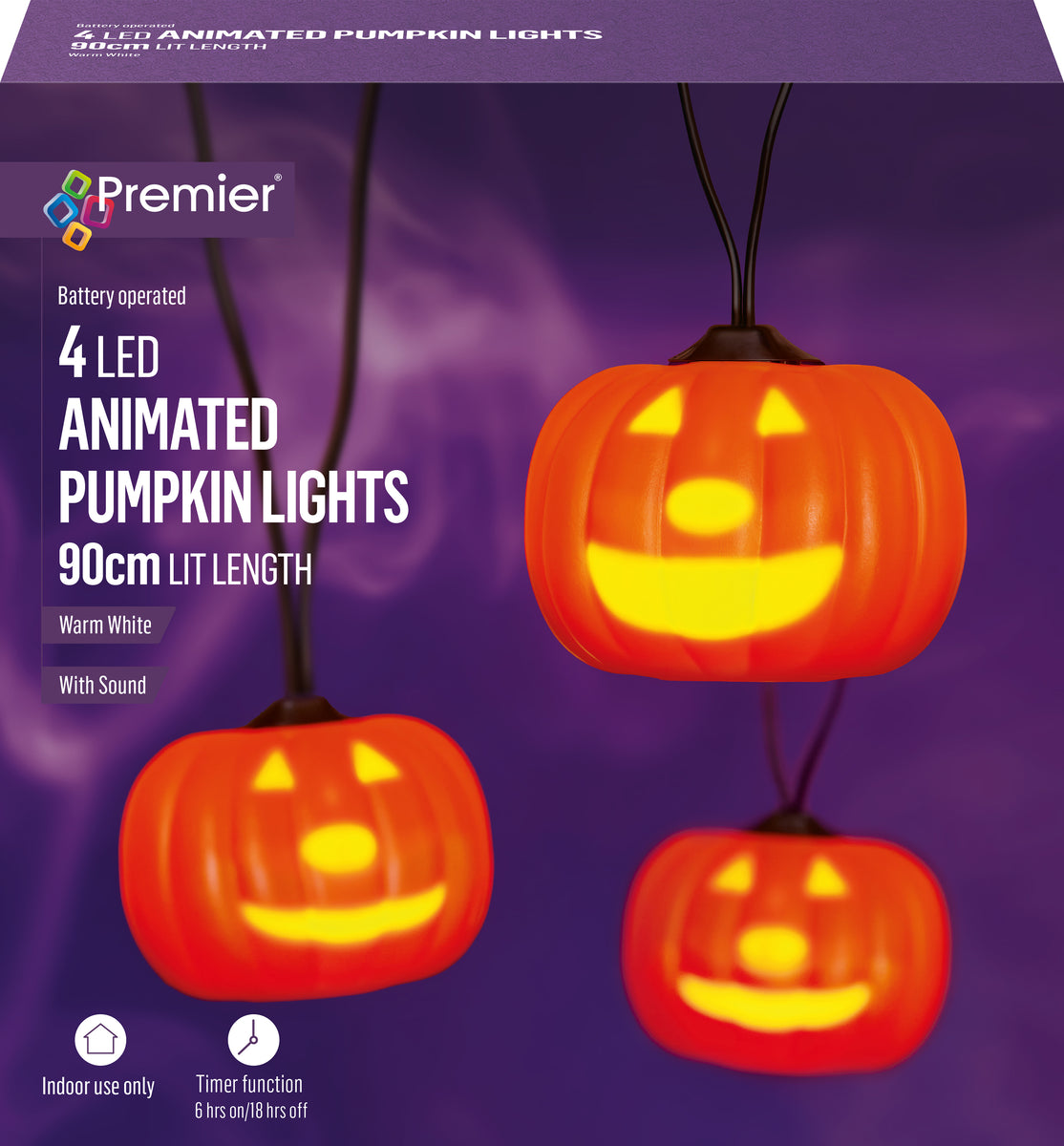 Premier Pumpkin Light String with Moving Face Projection Inside and Ti ...