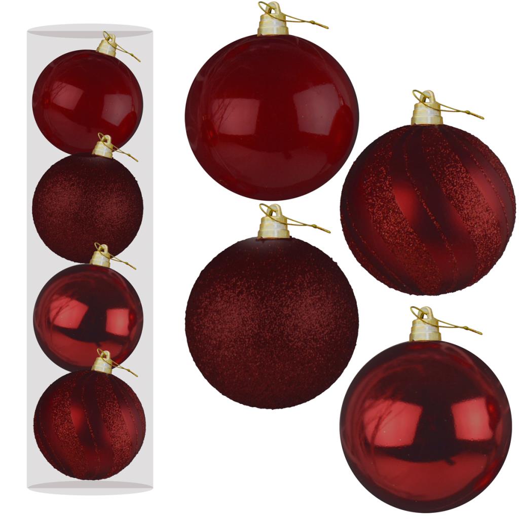 15cm X-Large Oxblood /Dark Red /wine Shatterproof Baubles Shiny & Matt ...