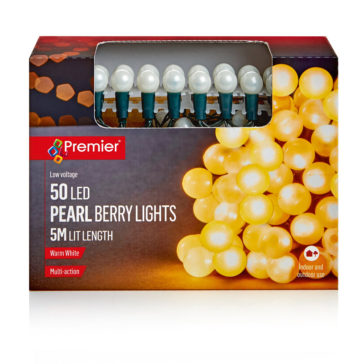 Premier Warm White Multi Action Pearl Berry 50 LED Lights – Southwood ...