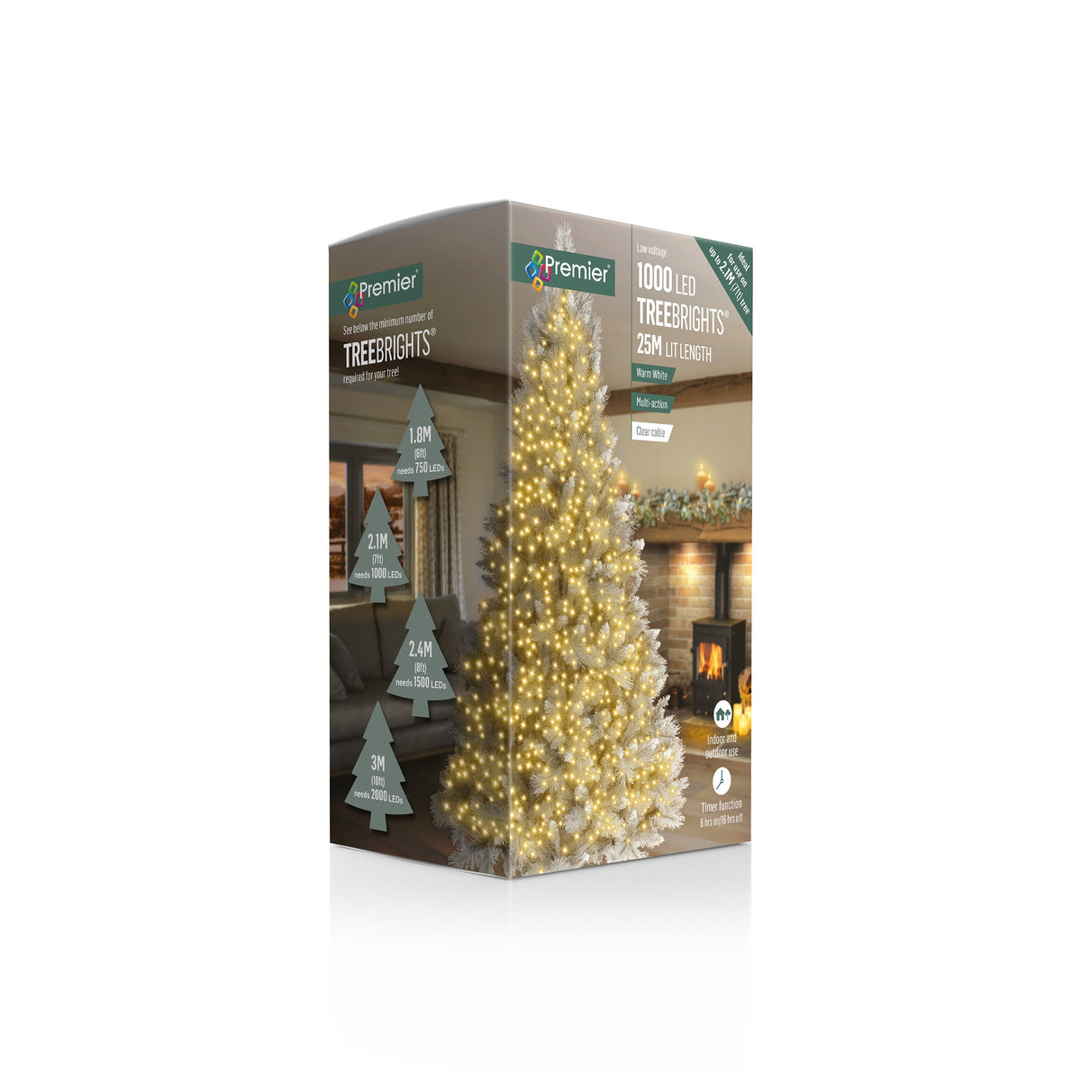 Premier Warm White Multi Action LED Tree Brights Timer Christmas Tree ...