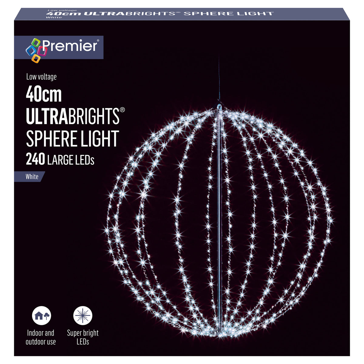 40cm UltraBright Cool White Sphere Light with 240 LEDs – Southwood ...